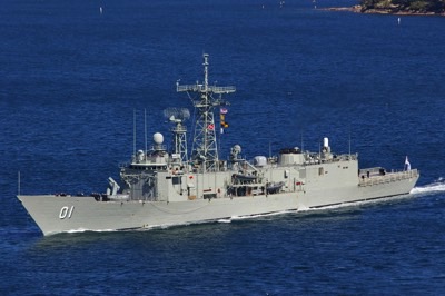 The second HMAS Adelaide, pictured off Sydney. (Picture by Chris ...